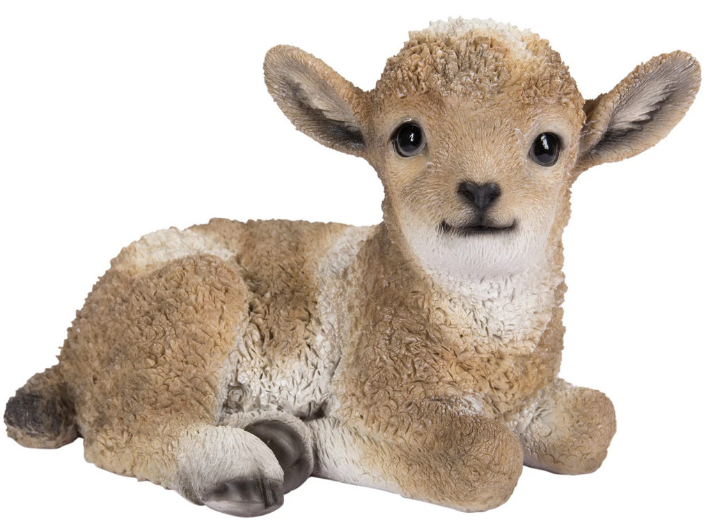 Laying Baby Lamb Statue by Muskoka Fire Pits. Family Owned and Operated.