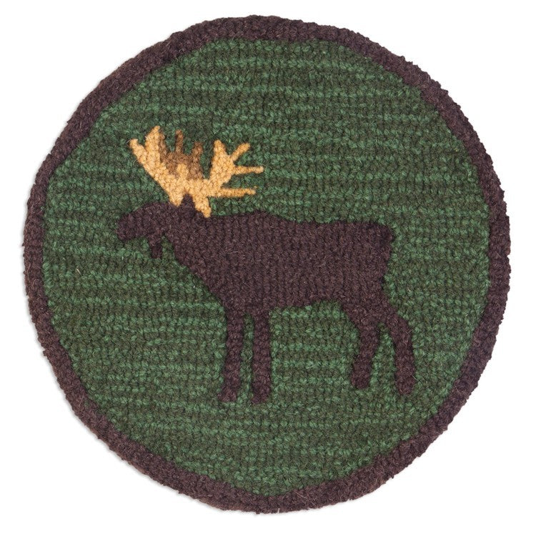 Rug Hooked Chair Pad- Green Moose by Muskoka Fire Pits. Family Owned ...
